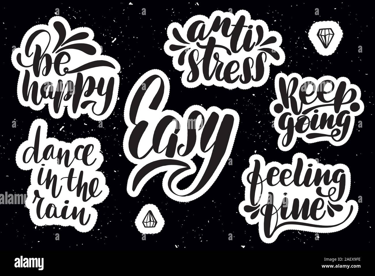 Stickers with hand drawn typography lettering inscriptions Stock Vector ...