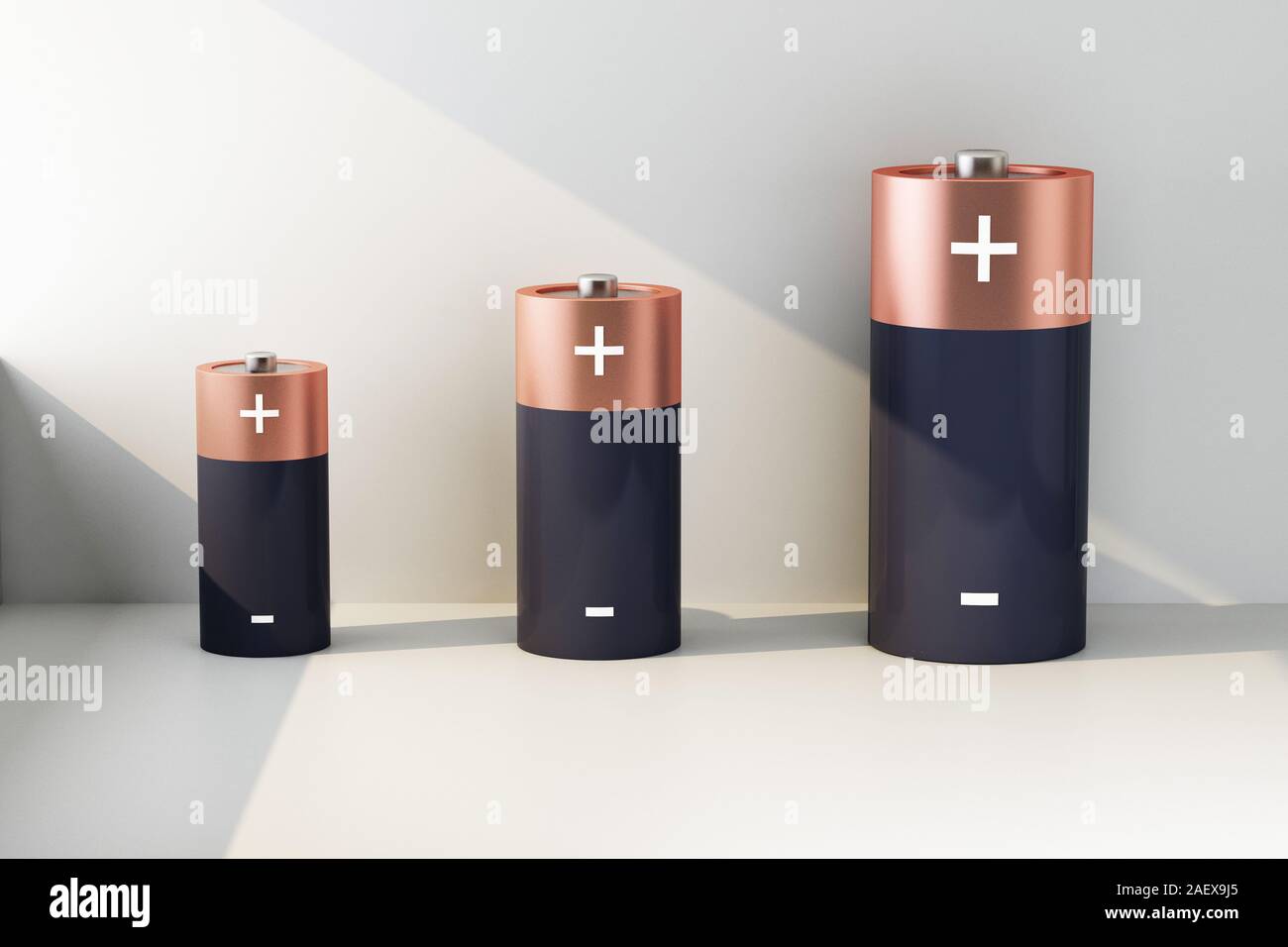 big and small battery. 3d rendering Stock Photo - Alamy
