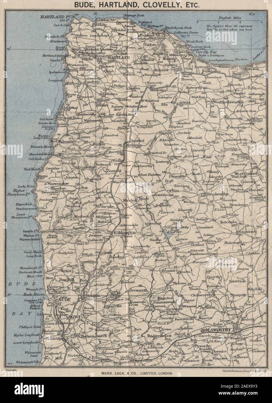 HARTLAND. Bude Clovelly Holsworthy. North Devon. WARD LOCK 1948 old map ...
