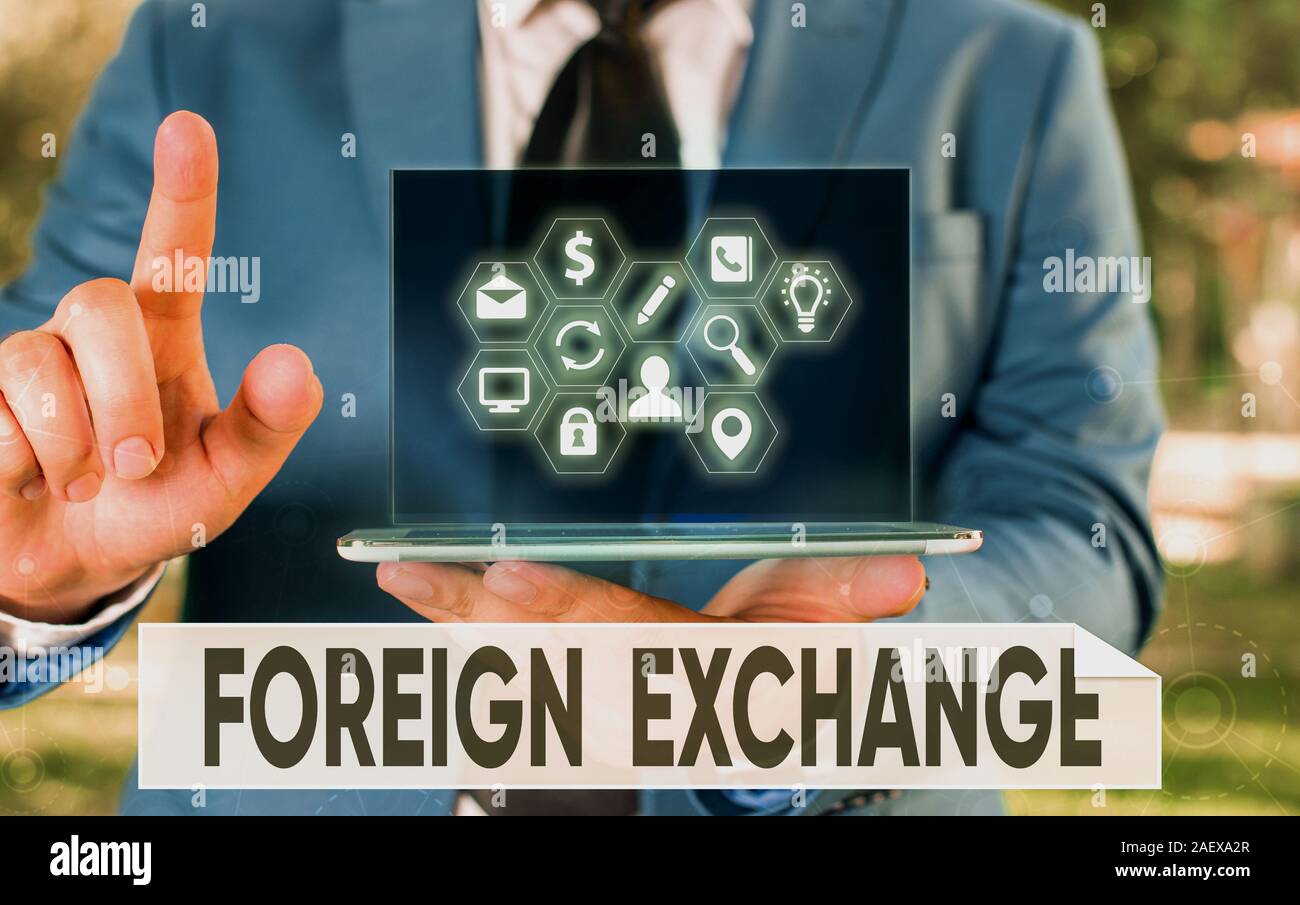 Conceptual hand writing showing Foreign Exchange. Concept meaning ...