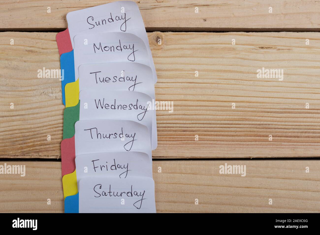 The days of the week - the paper stickers attached to the board is ...