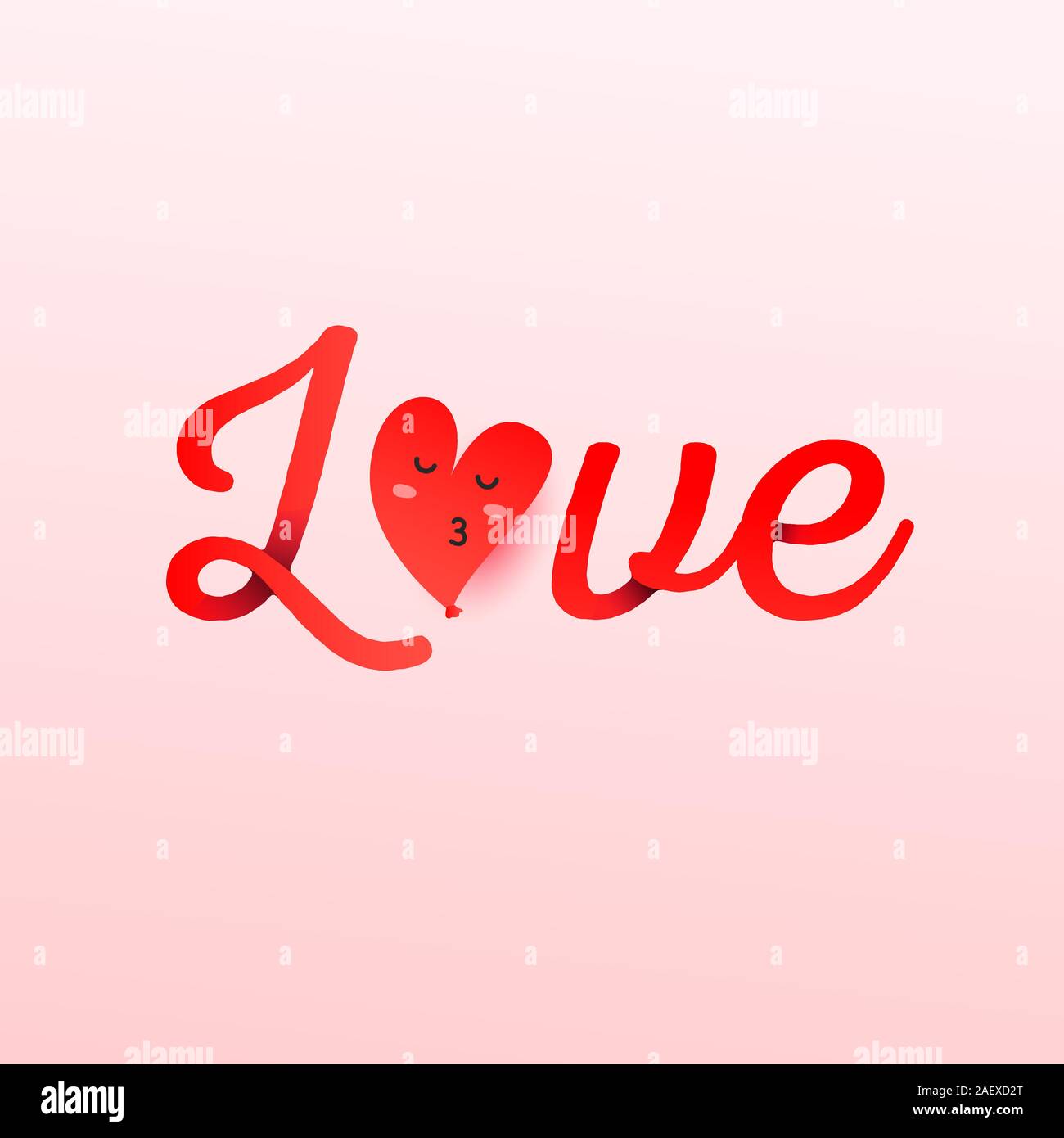 Love text with heart shaped balloon on pink background. Minimal style ...