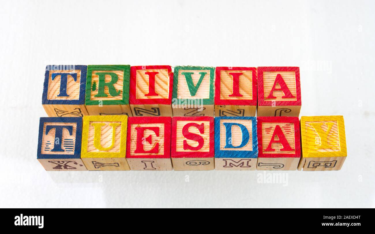 The term trivia tuesday displayed visually on a clear background using ...