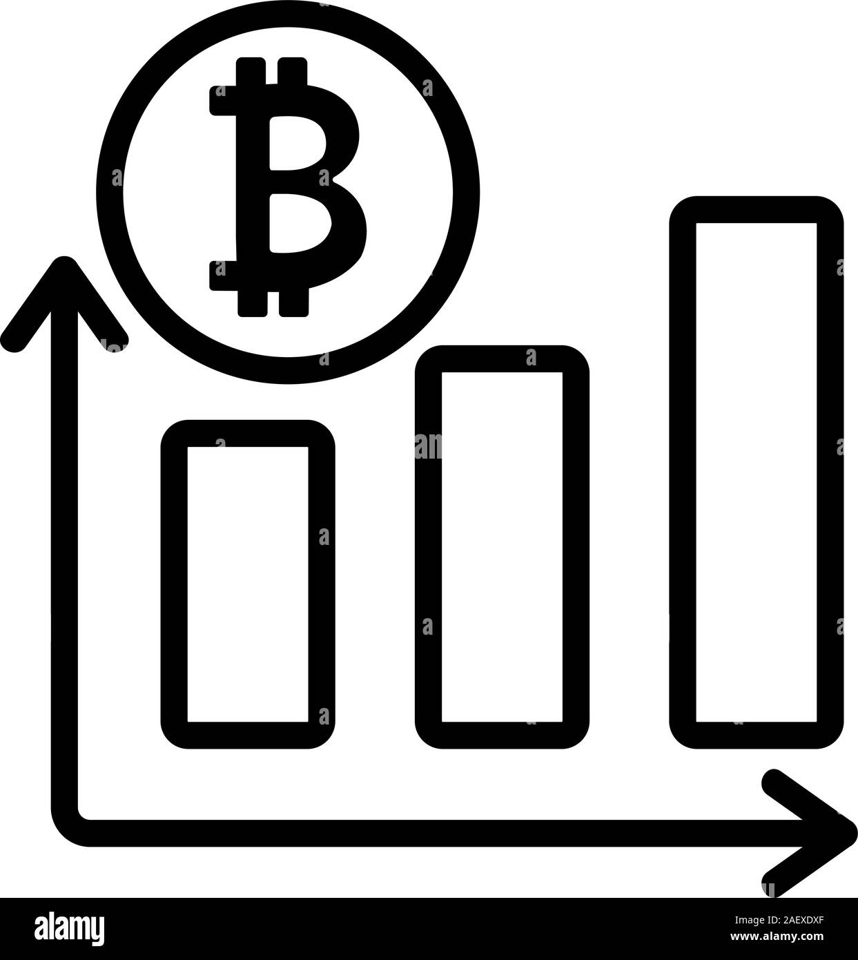 The rise of bitcoin icon vector. Isolated contour symbol illustration ...