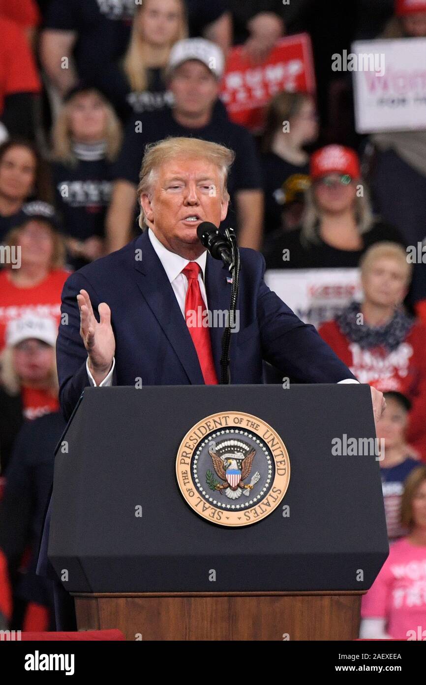 U.S. President, Donald Trump during a campaign rally at Giant Center in ...
