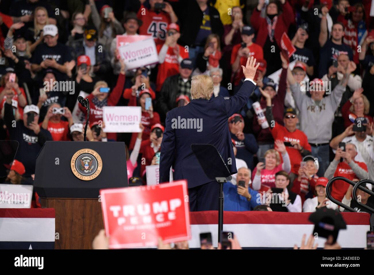 U.S. President, Donald Trump during a campaign rally at Giant Center in ...