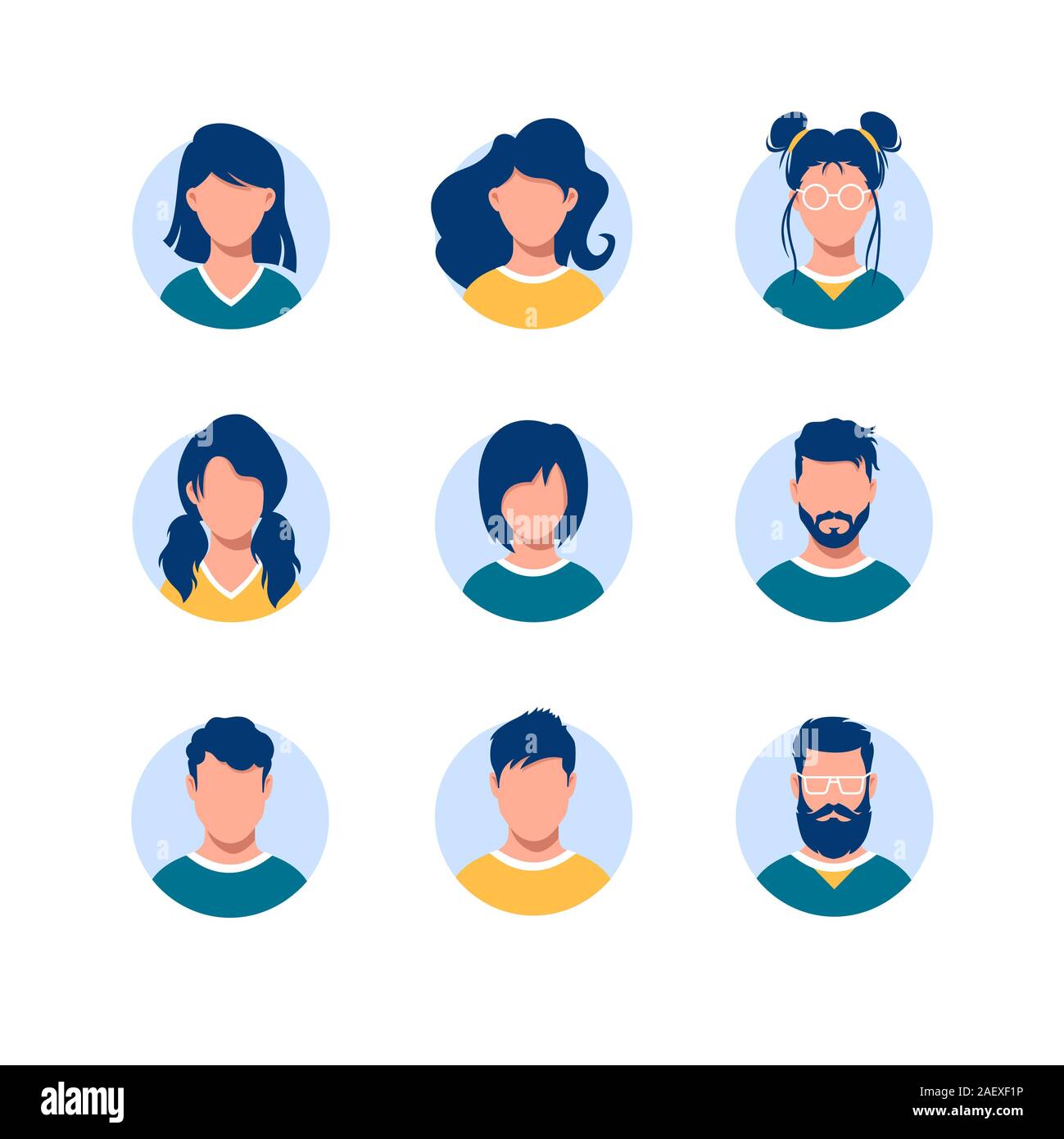 Bundle of round people avatars Stock Vector Image & Art - Alamy