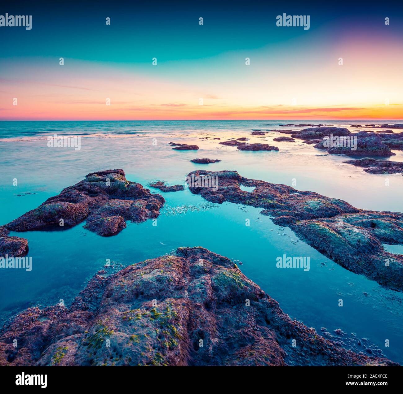 Colorful spring seascape on the Sicily island, south coast. Italy ...
