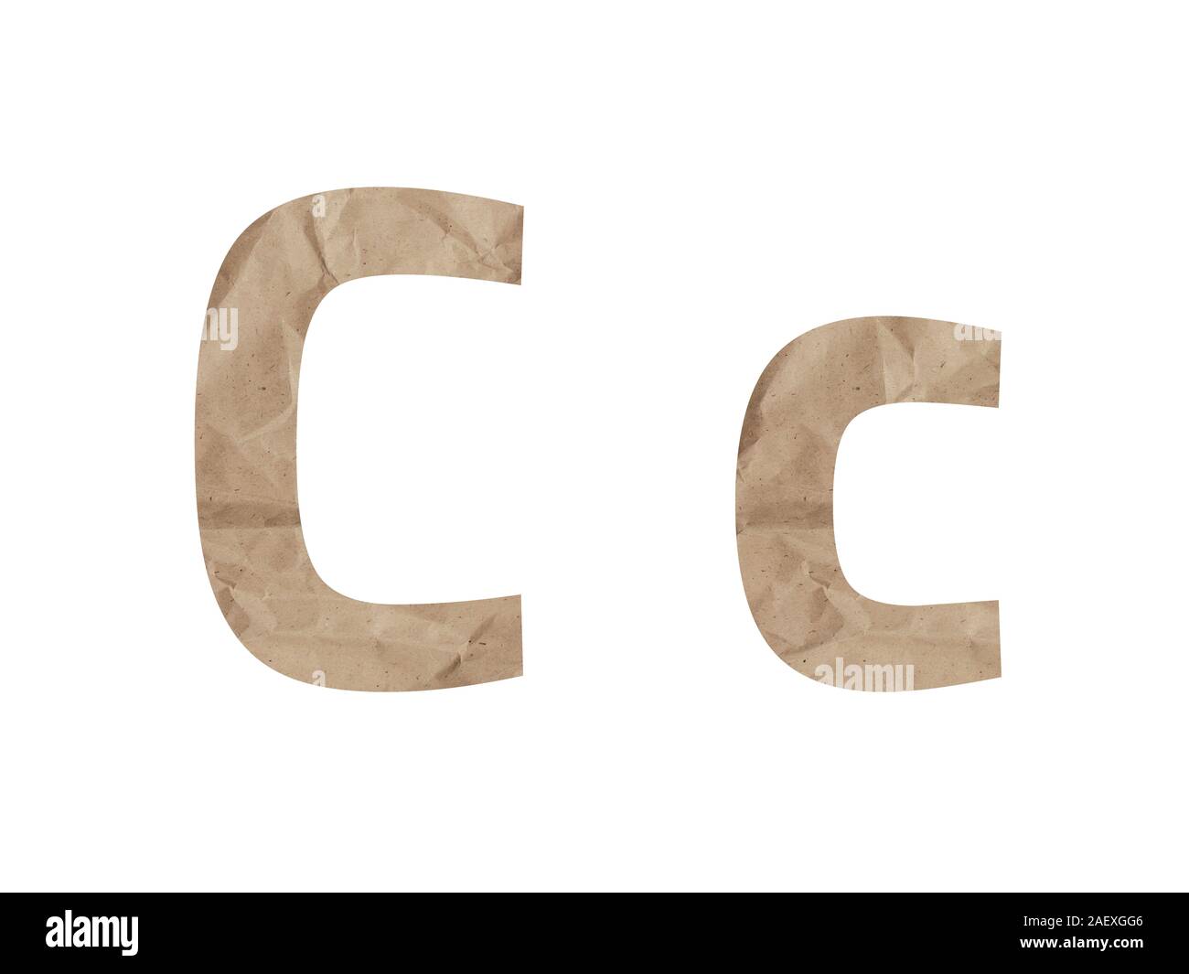 Letter C font alphabet Lettring isolated on white. Crumpled wrapping ...