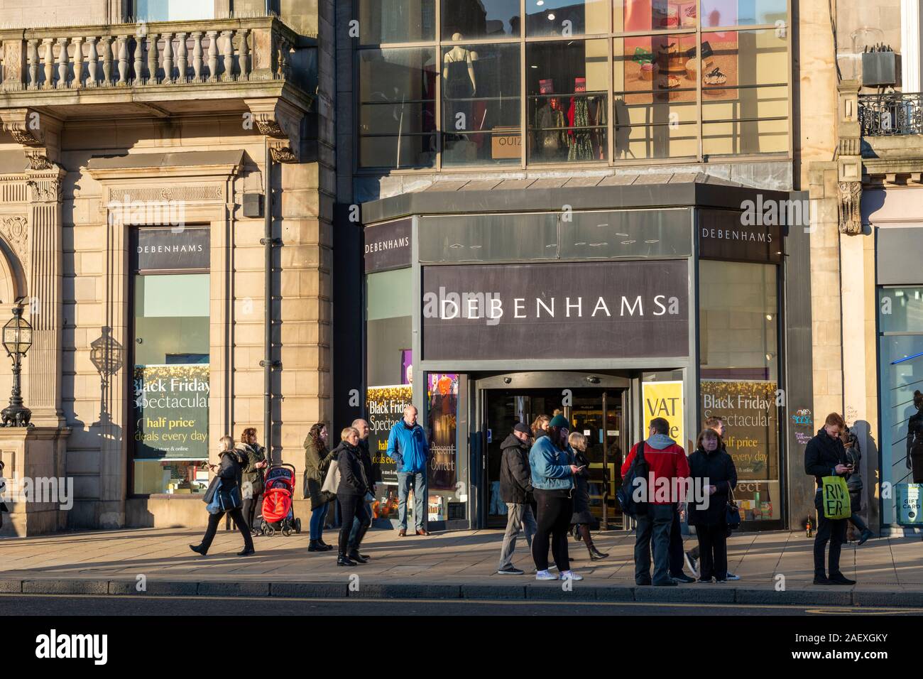 Shoppers outside entrance to Debenhams Department Store on Princes ...