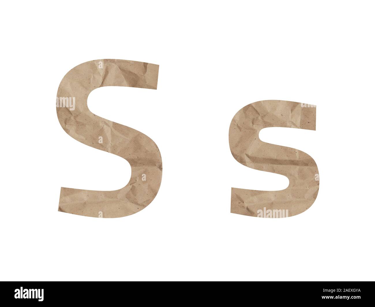 Letter S font alphabet lettring isolated on white. Crumpled wrapping ...