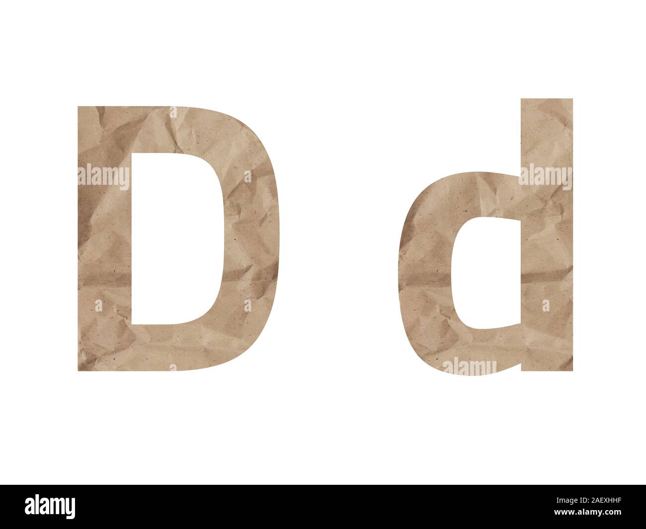 Letter D font alphabet alphabet Lettring isolated. Crumpled wrapping ...