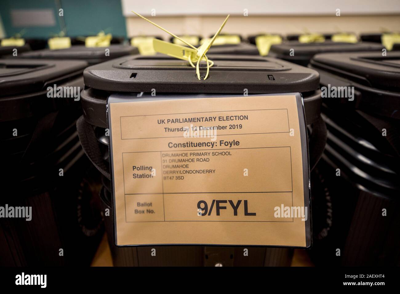 An election box for the constituency of Foyle, as election boxes are ...
