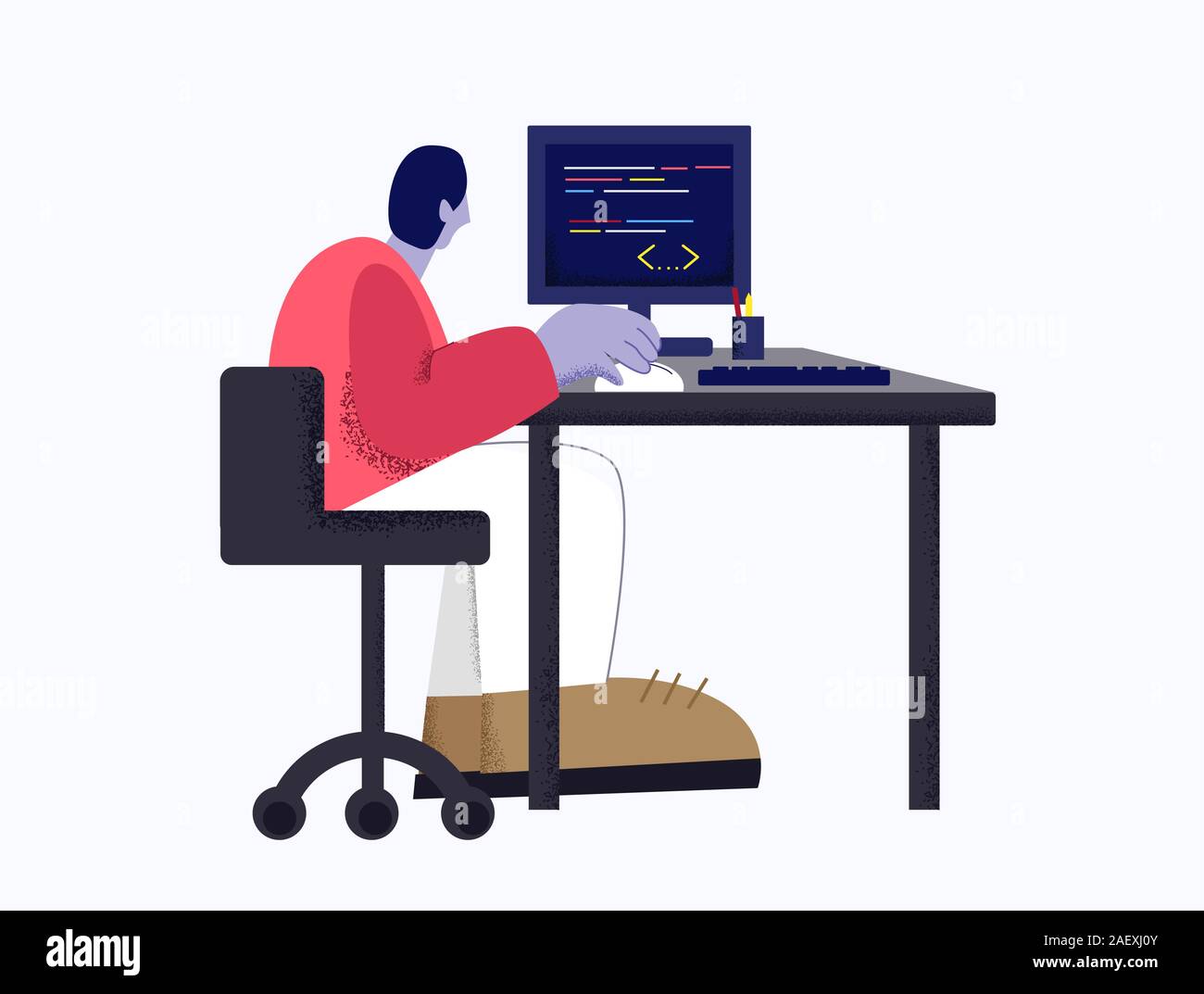 Modern male web developer working with program code using computer ... Modern male web developer working with program code using computer ...