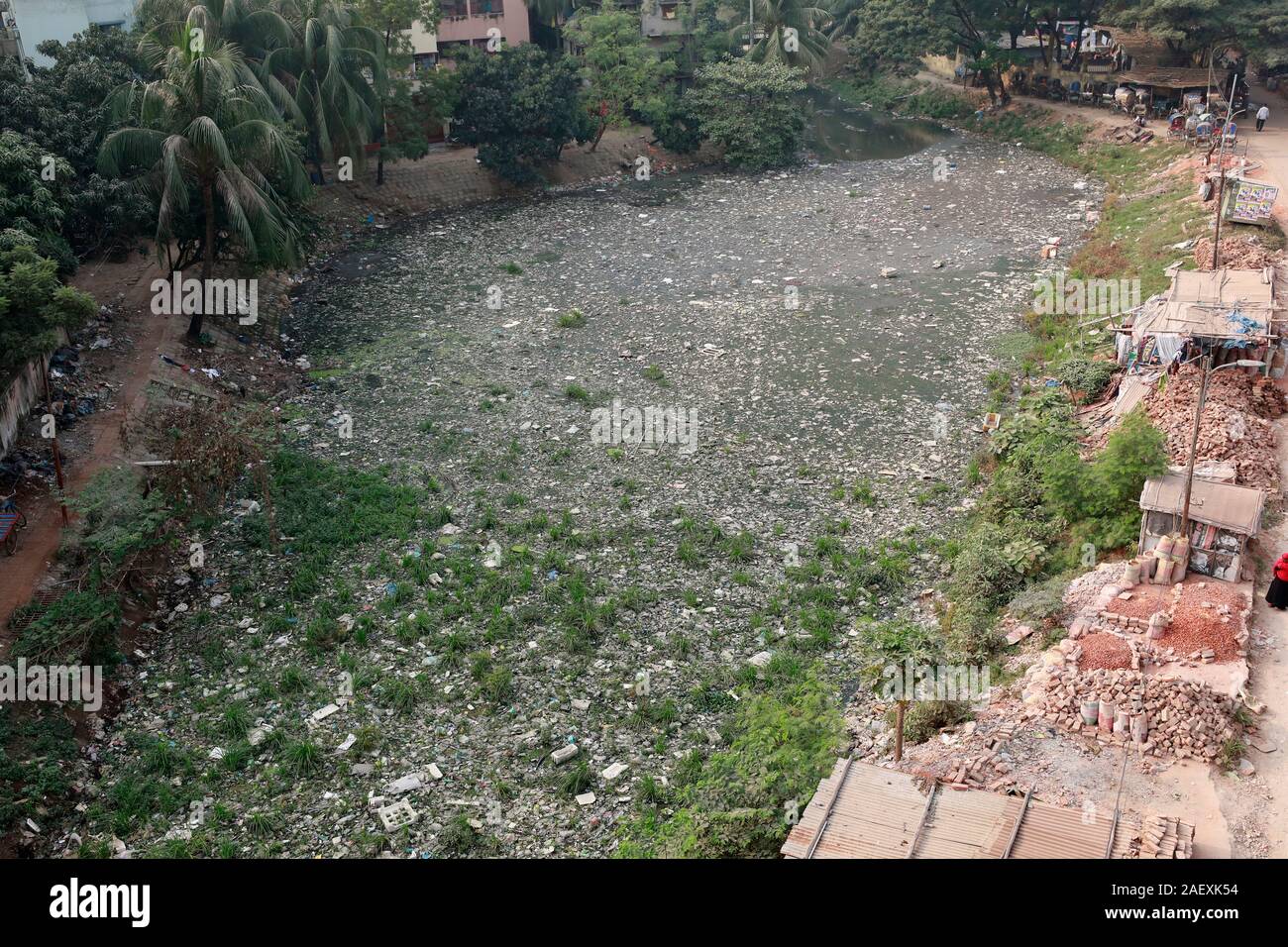 DHAKA, BANGLADESH - DECEMBER 11, 2019: Wastage plastic material and ...