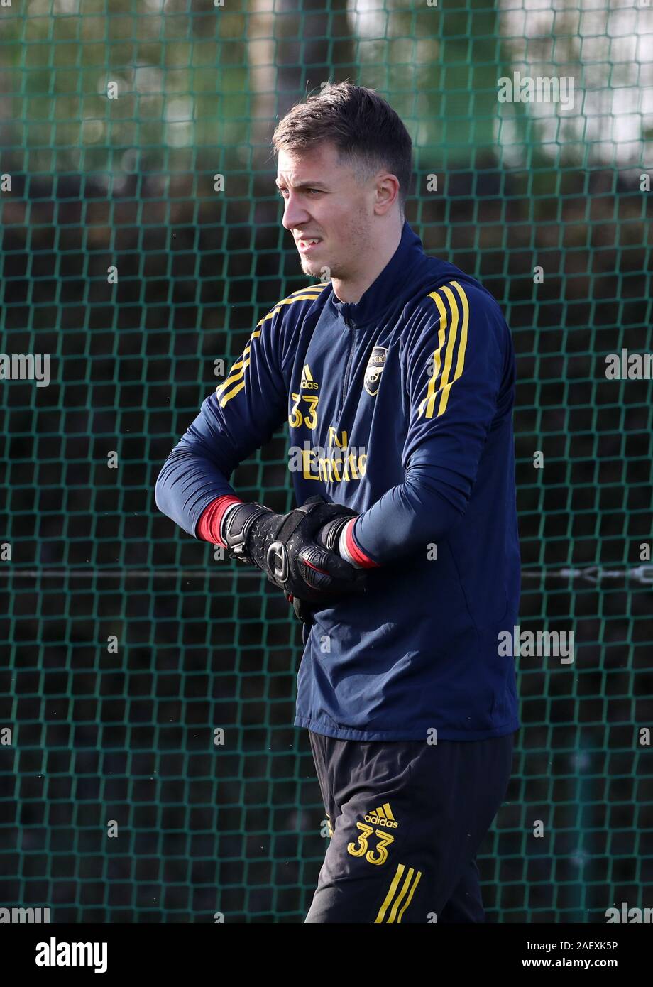 Arsenal goalkeeper Matt Macey during the training session at London ...