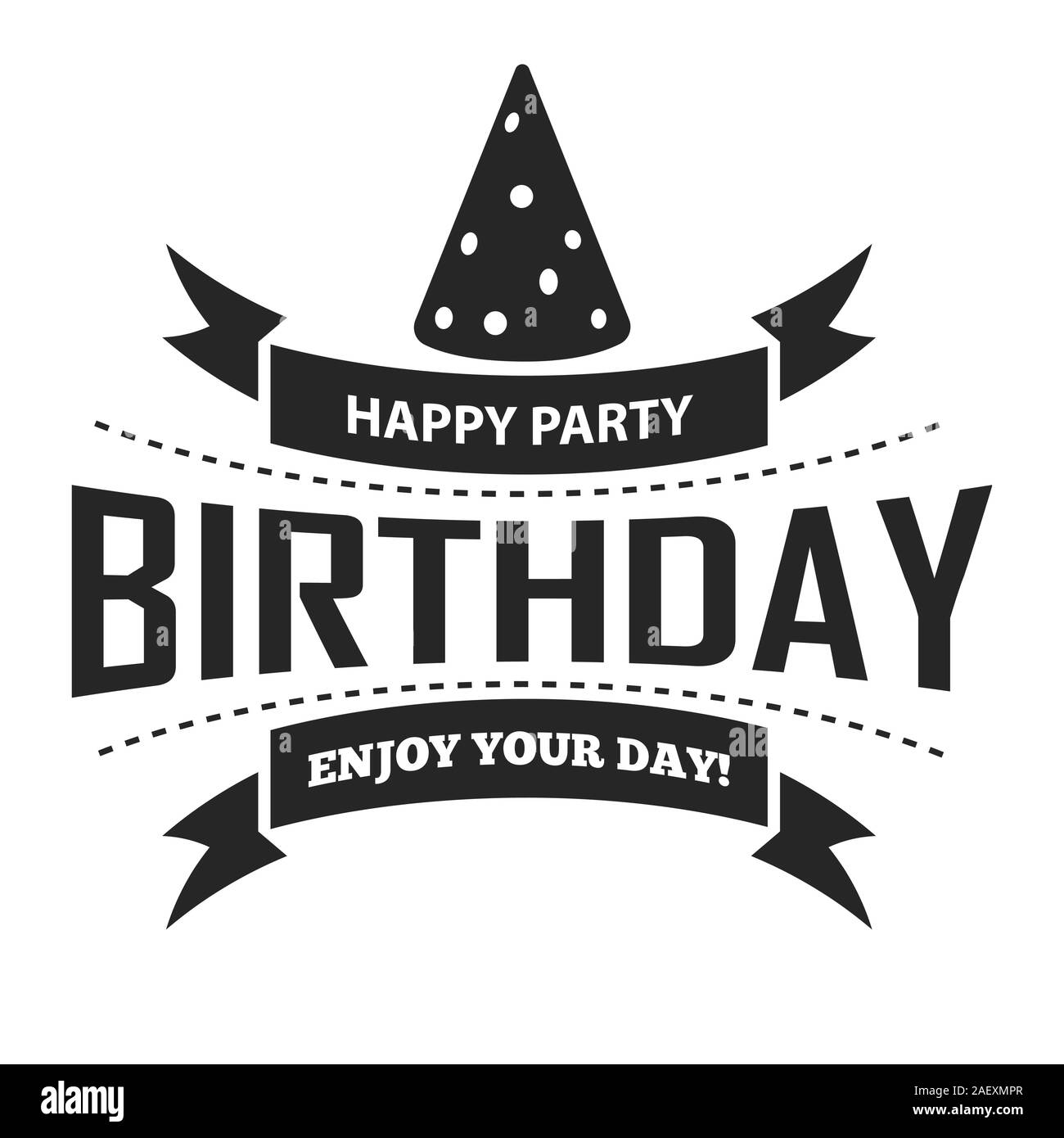 Happy birthday party and enjoy your day graphic sticker Stock Vector ...