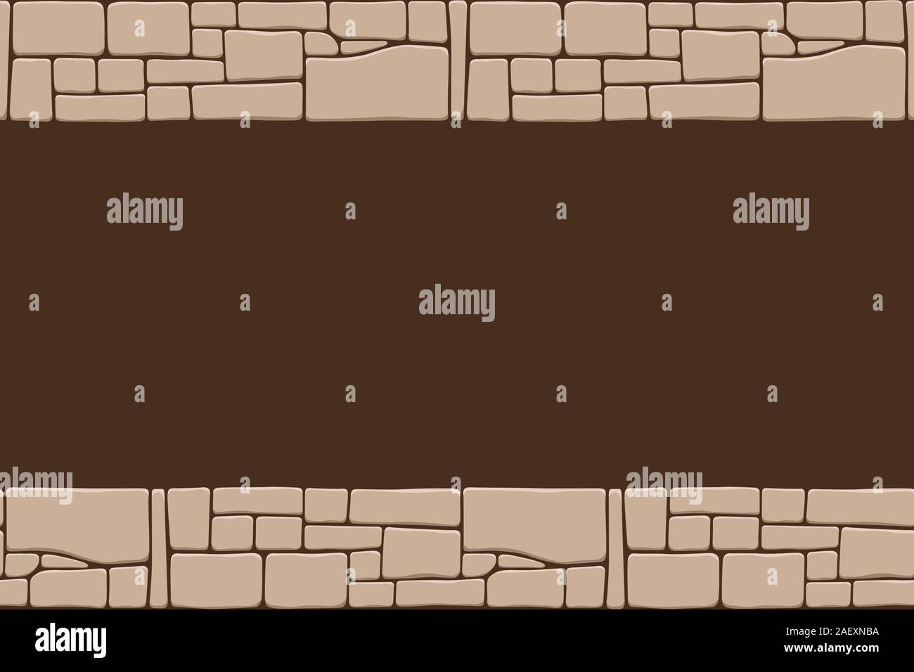 Seamless stones border, stone wall texture, isolated on brown ...