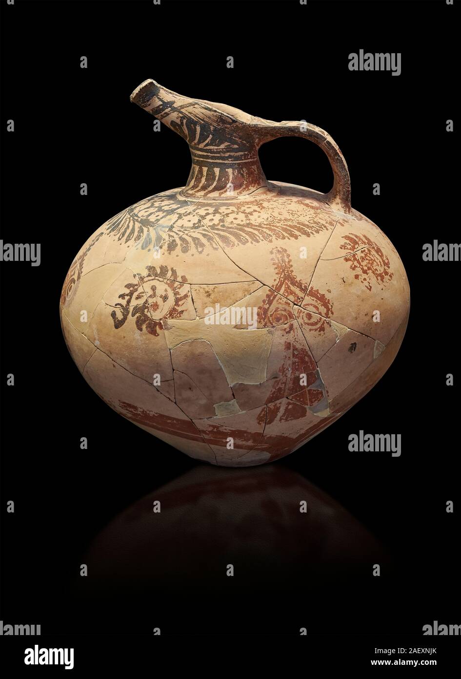 Mycenaean clay jug with ornate decoration of vegetal motifs, Tholos ...