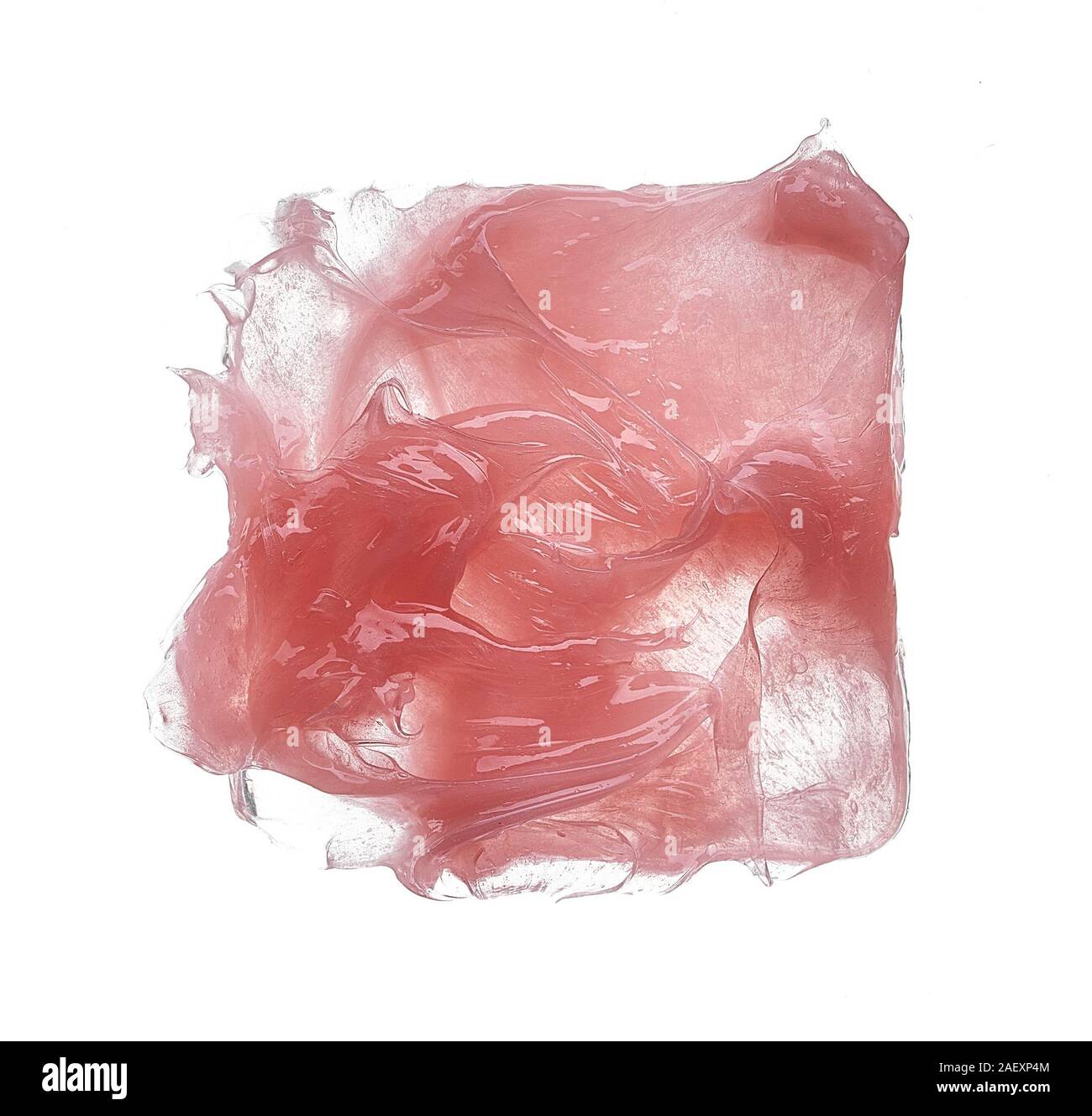 Smears and texture of pink cosmetic gel isolated on white background ...