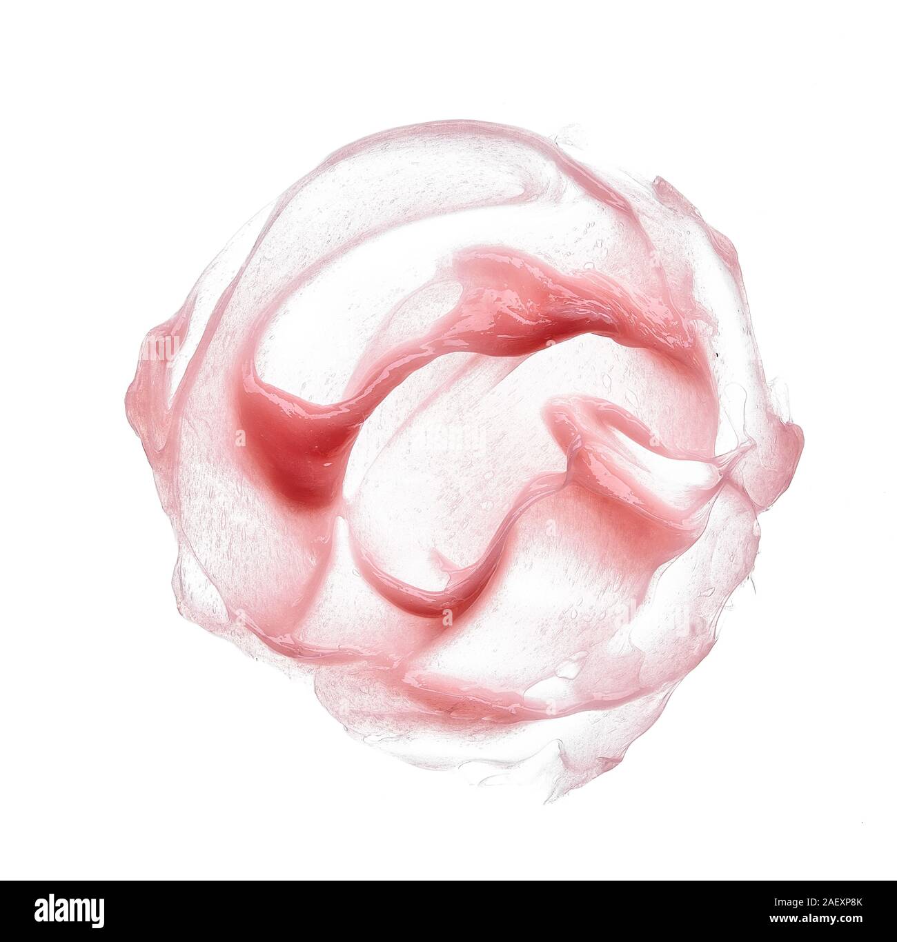 Smears and texture of pink cosmetic gel isolated on white background ...