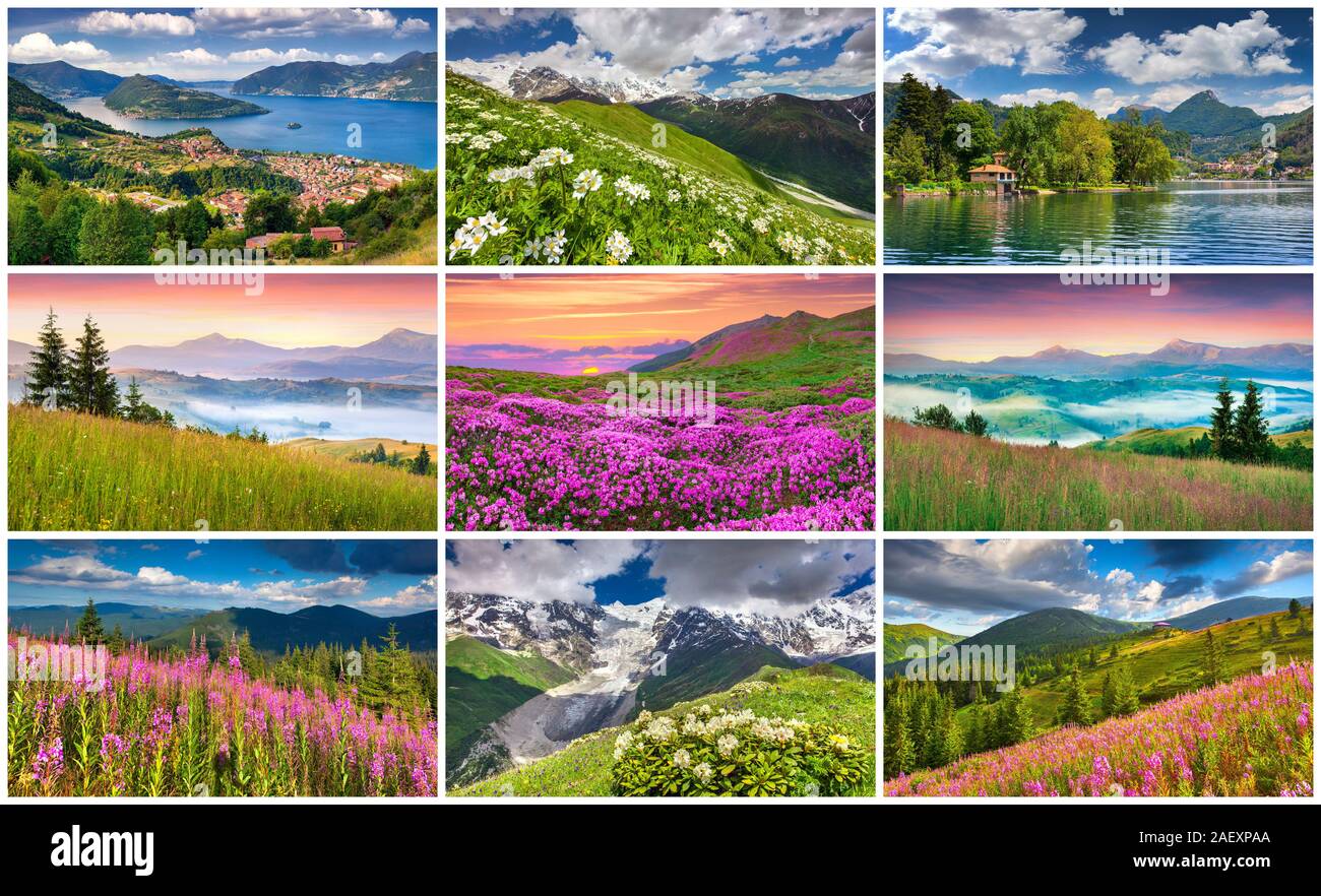 Collage beautiful nature landscapes Cut Out Stock Images & Pictures - Alamy