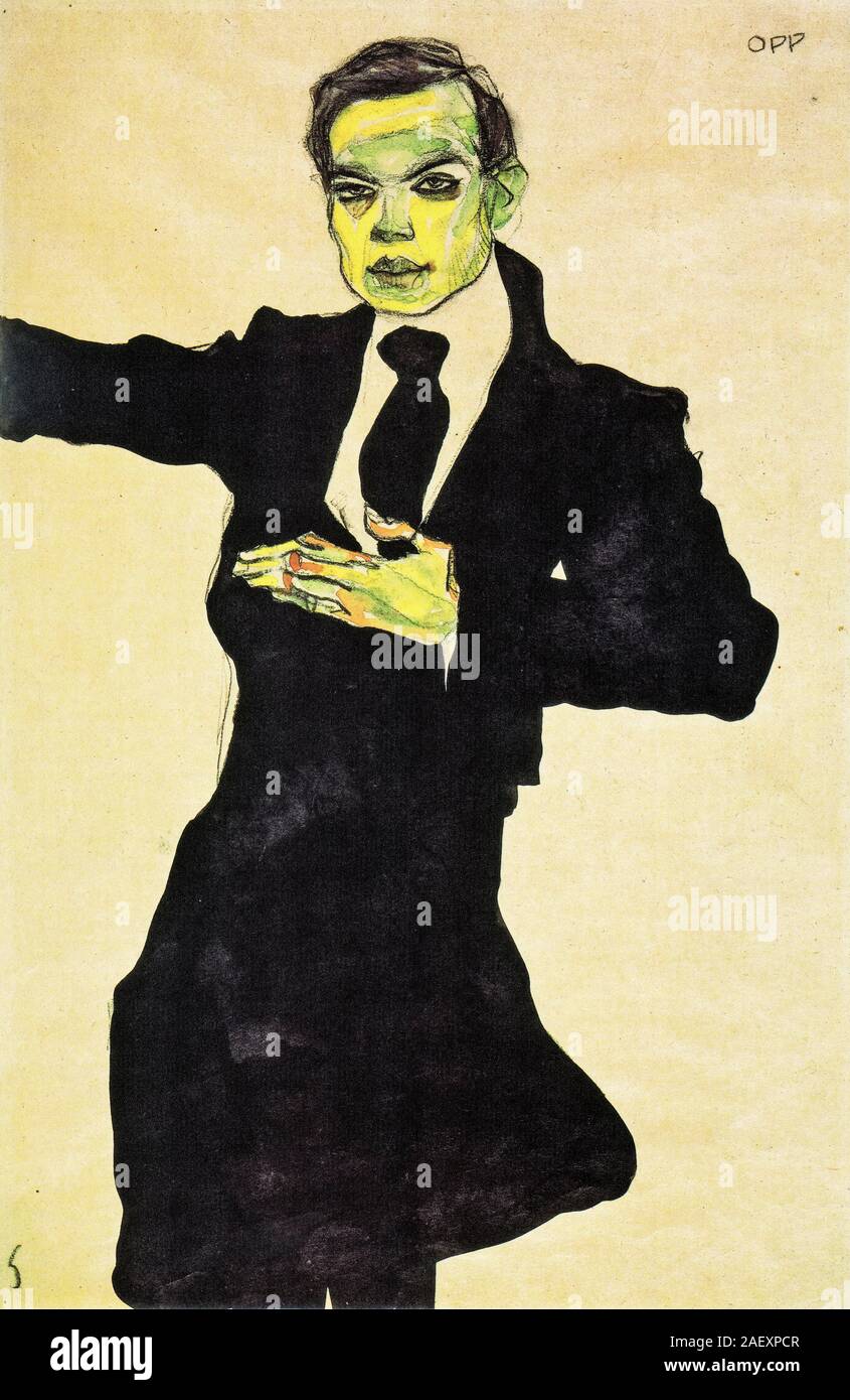 Egon Schiele, Max Oppenheimer, portrait painting, 1910 Stock Photo - Alamy