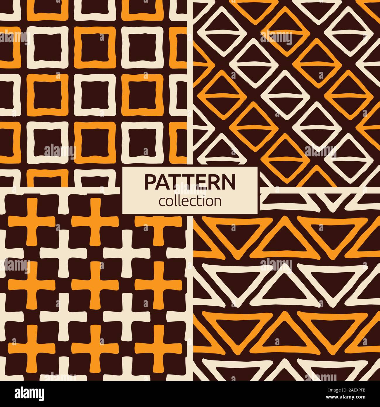 Set of four abstract seamless patterns of hand drawn shapes. Textured ...