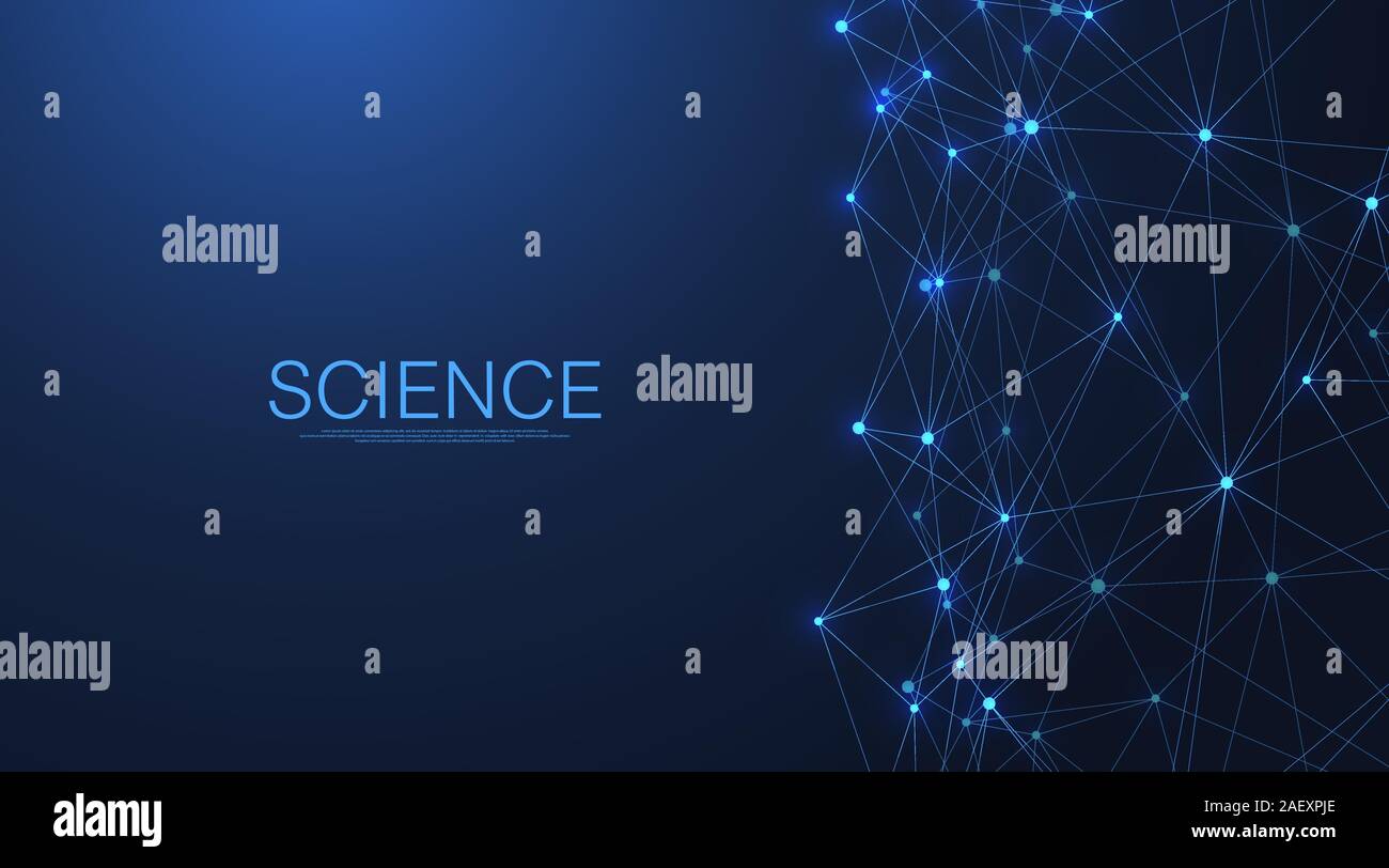 Abstract digital network connection structure on blue background ...