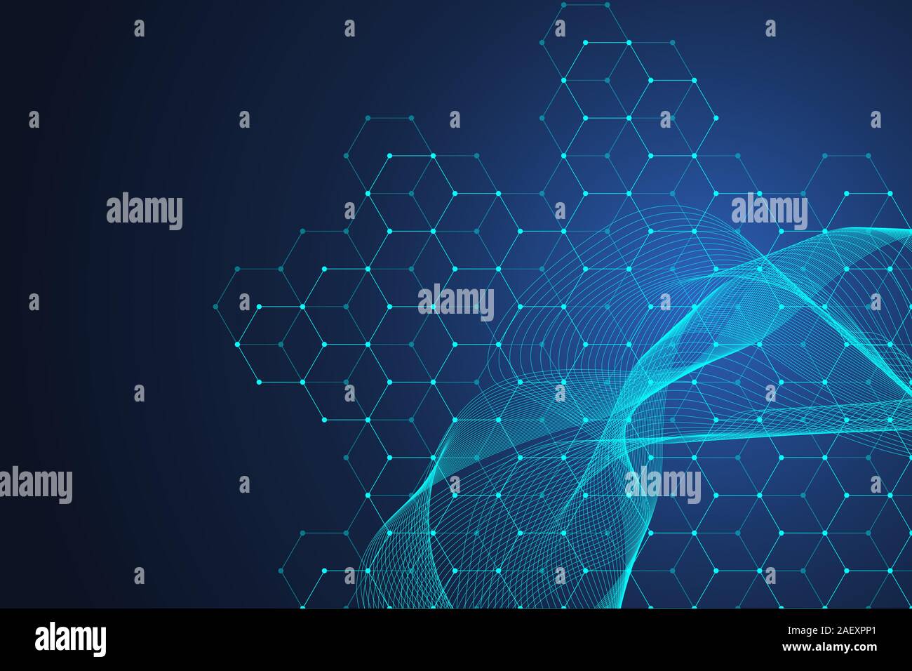 Hexagons abstract background with geometric particles shapes. Science ...