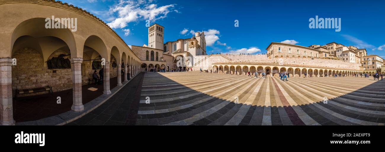 Panoramic view of Basilica of Saint Francis of Assisi and the houses of ...