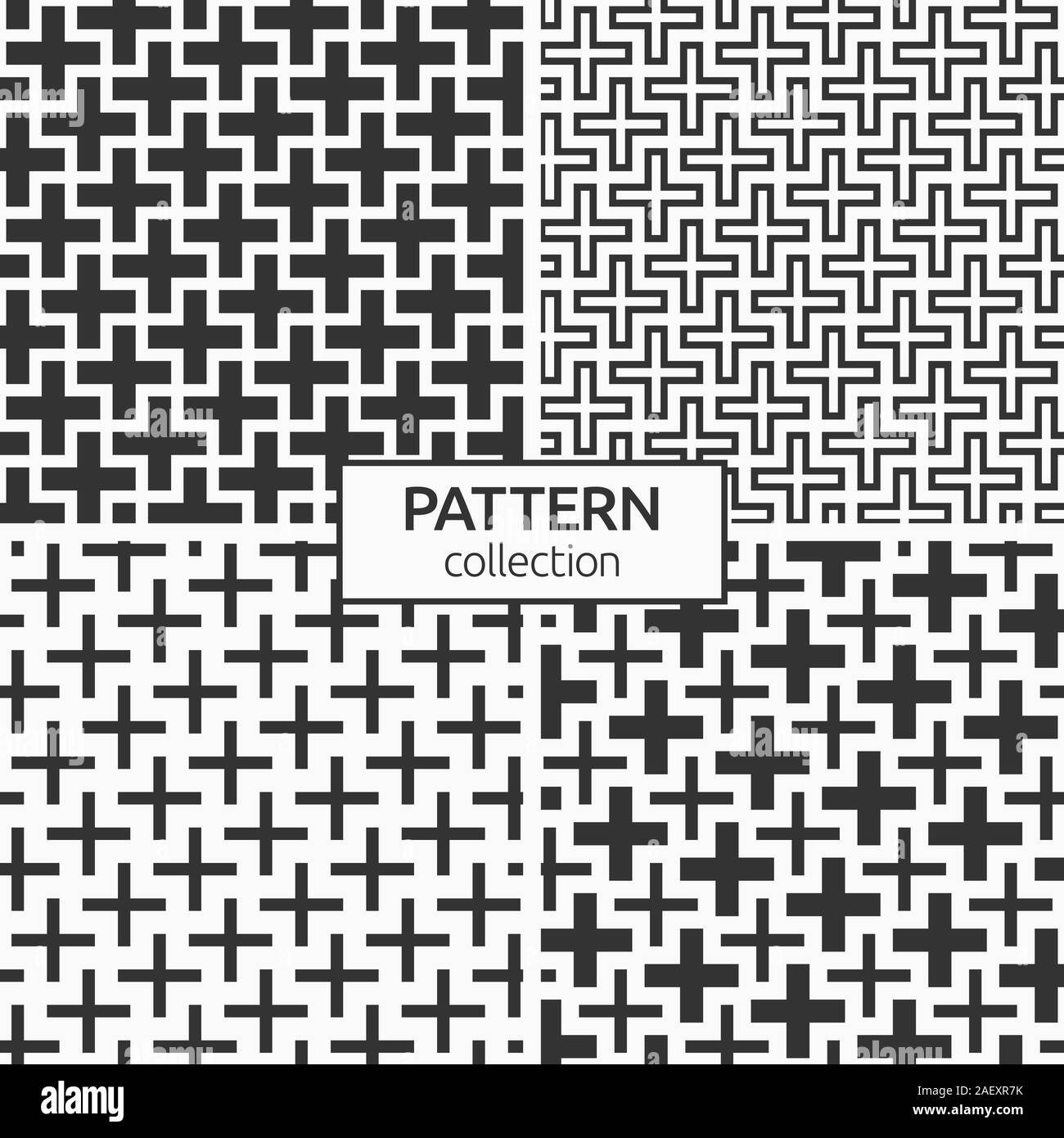 Set of four abstract seamless pattern of crosses. Modern stylish ...