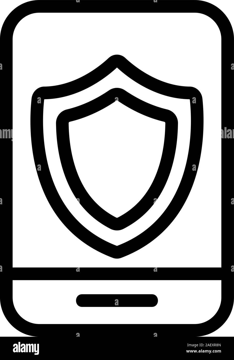 Protect the mobile phone icon vector. Isolated contour symbol ...