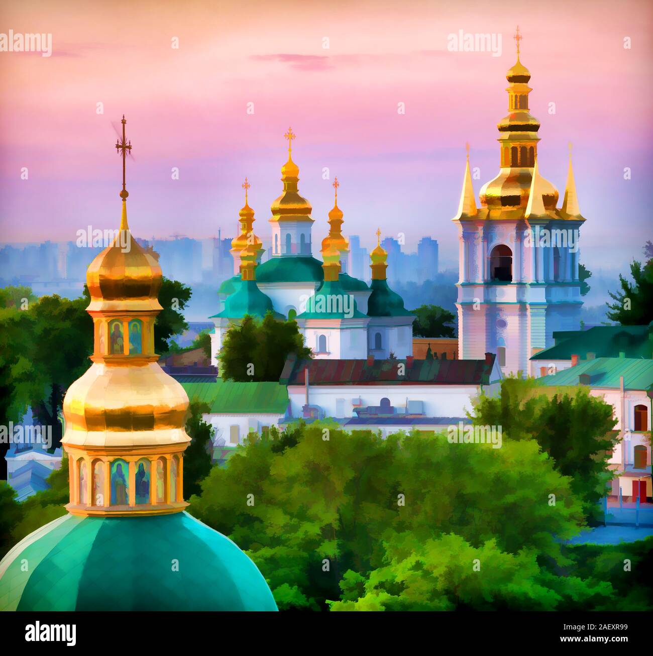 Digital artwork in watercolor painting style. Element of Orthodox ...