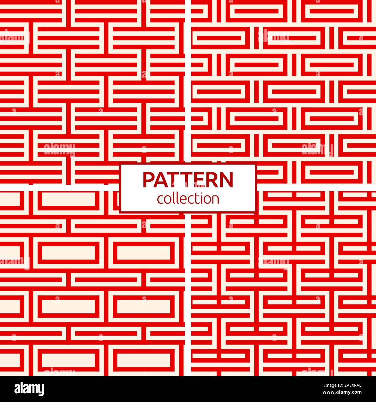 Set of four seamless chinese, korean patterns. Geometric ornaments ...