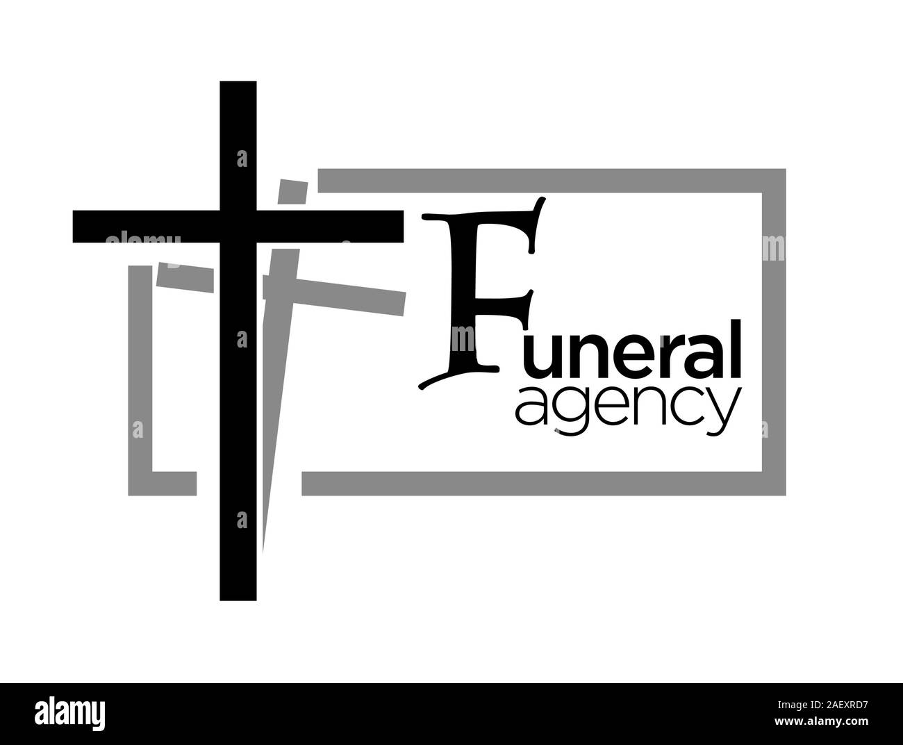 Funeral agency logo with cross and text in grey frame Stock Vector ...