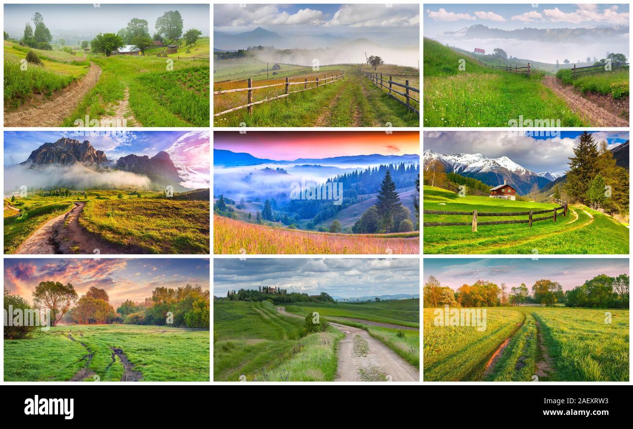 Collage beautiful nature landscapes hi-res stock photography and images ...
