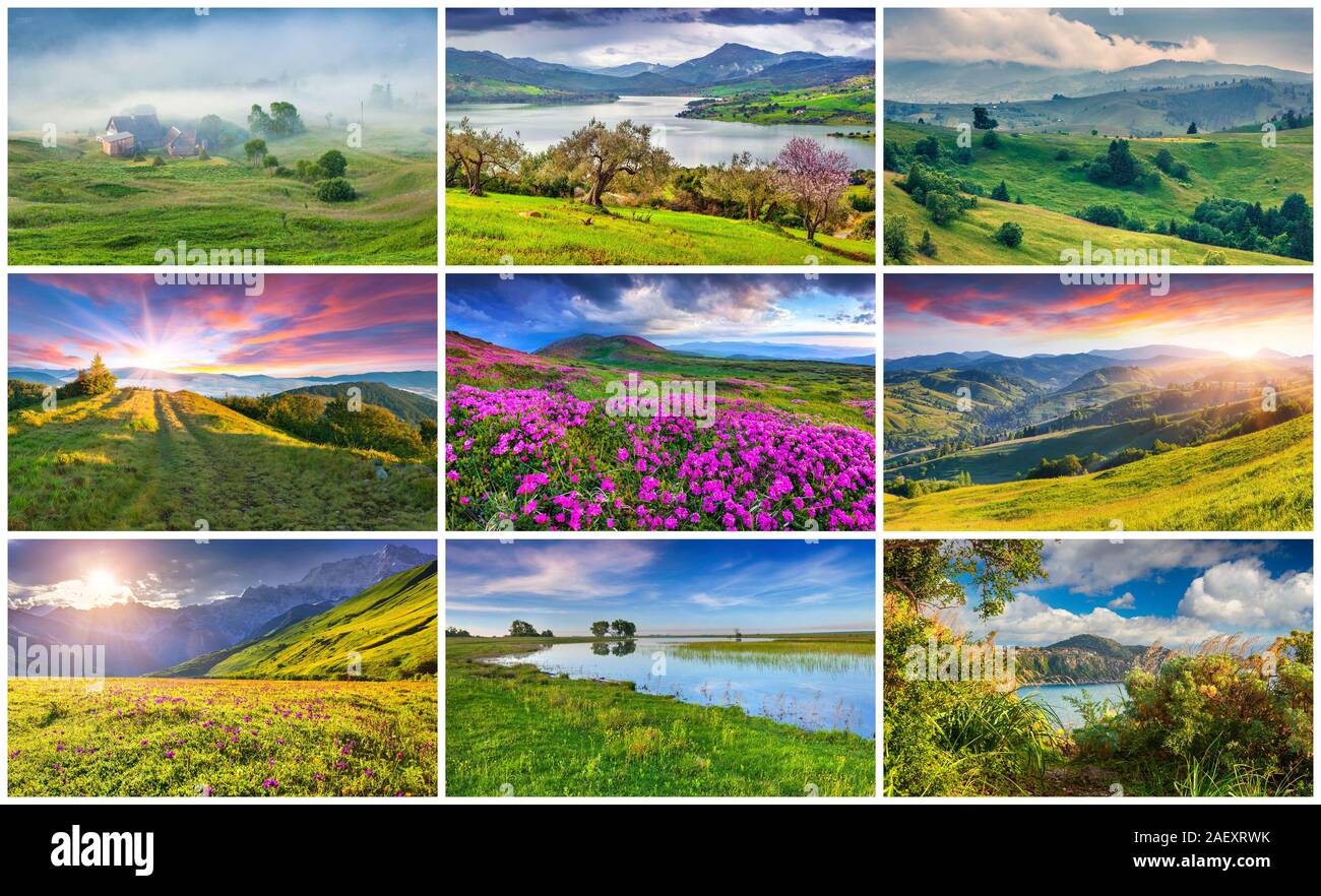 Collage beautiful nature landscapes Cut Out Stock Images & Pictures - Alamy
