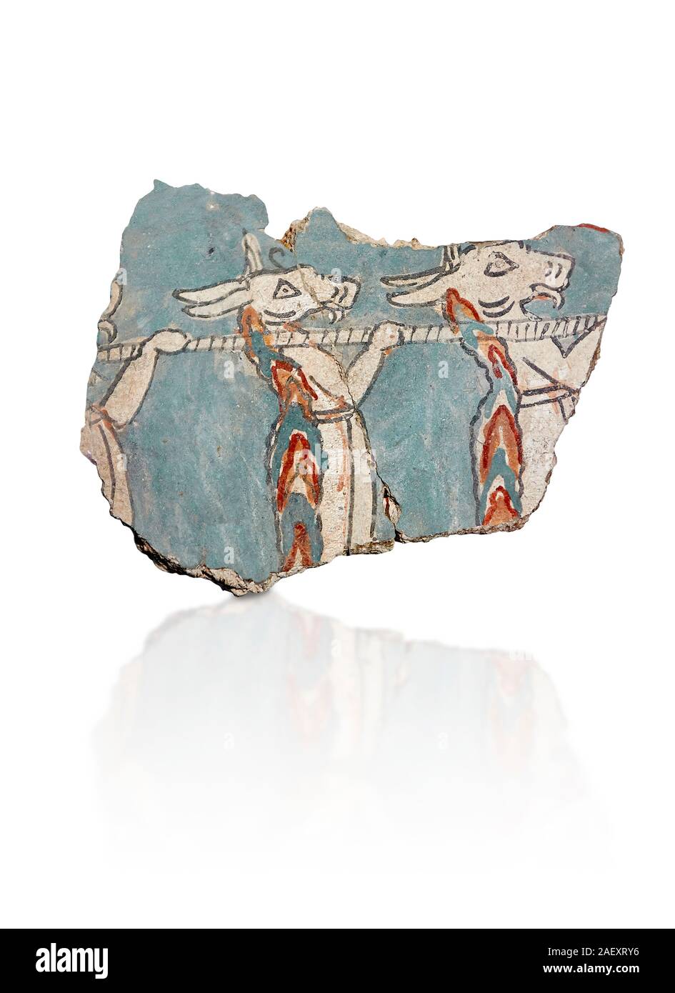 Mycenaean fresco wall painting of hunting demons, Mycenae Acropolis ...