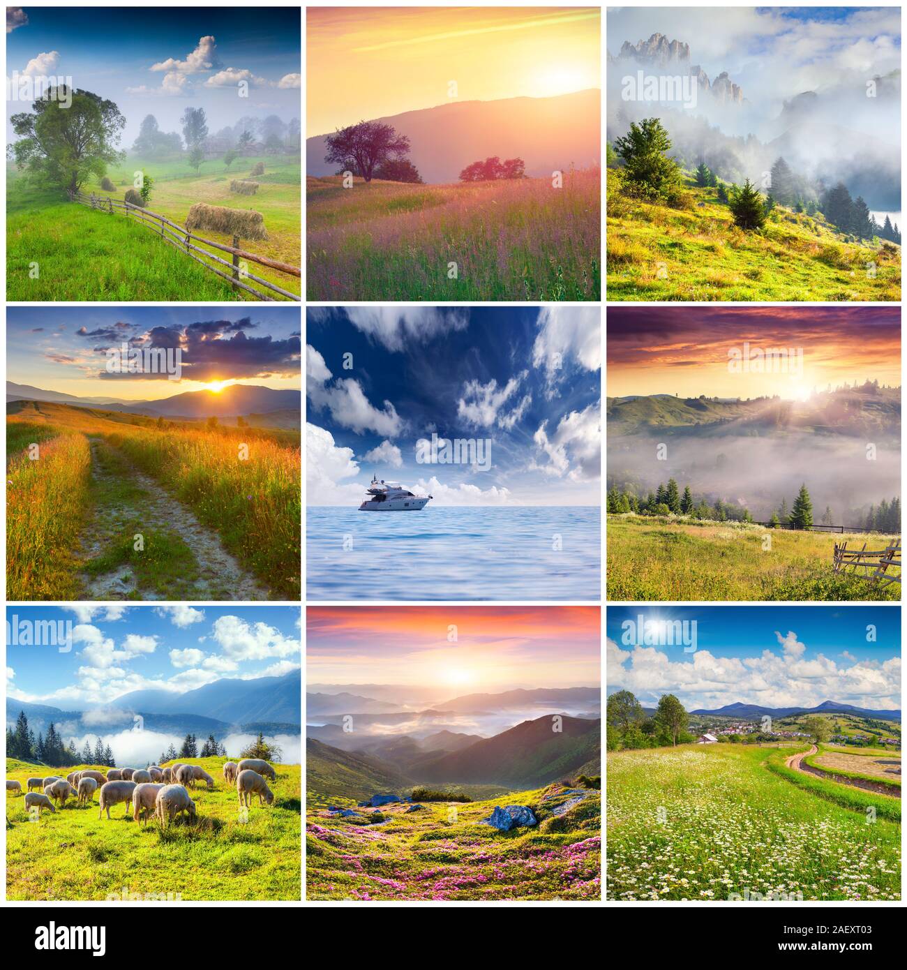 Collage beautiful nature landscapes Cut Out Stock Images & Pictures - Alamy