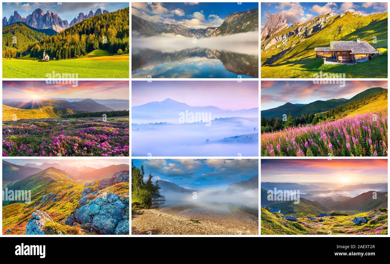 Collage beautiful nature landscapes Cut Out Stock Images & Pictures - Alamy