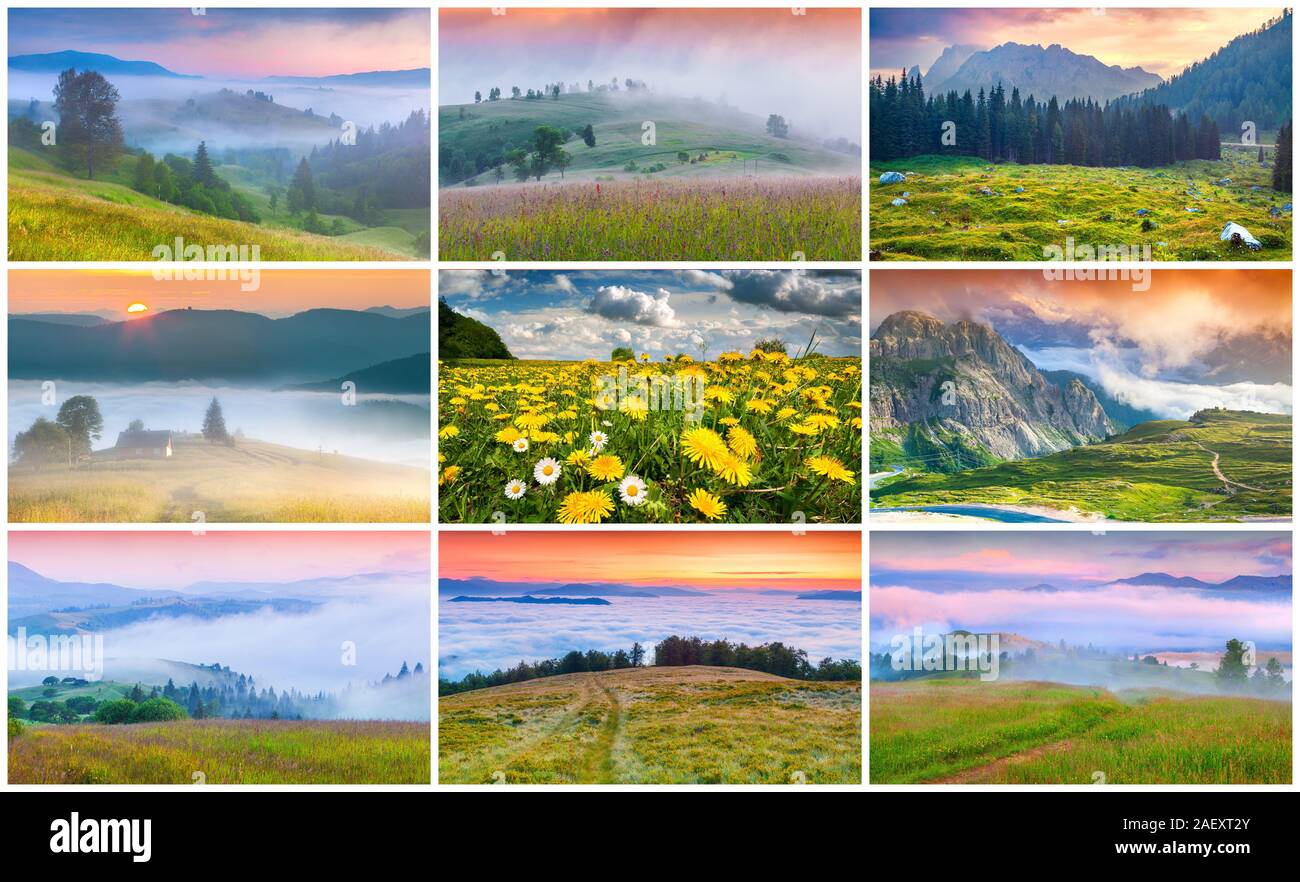 Collage beautiful nature landscapes Cut Out Stock Images & Pictures - Alamy