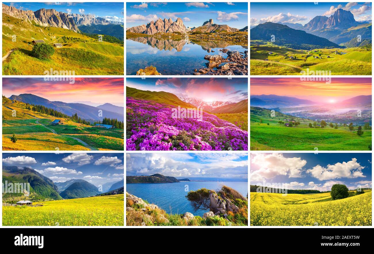 Collage beautiful nature landscapes Cut Out Stock Images & Pictures - Alamy