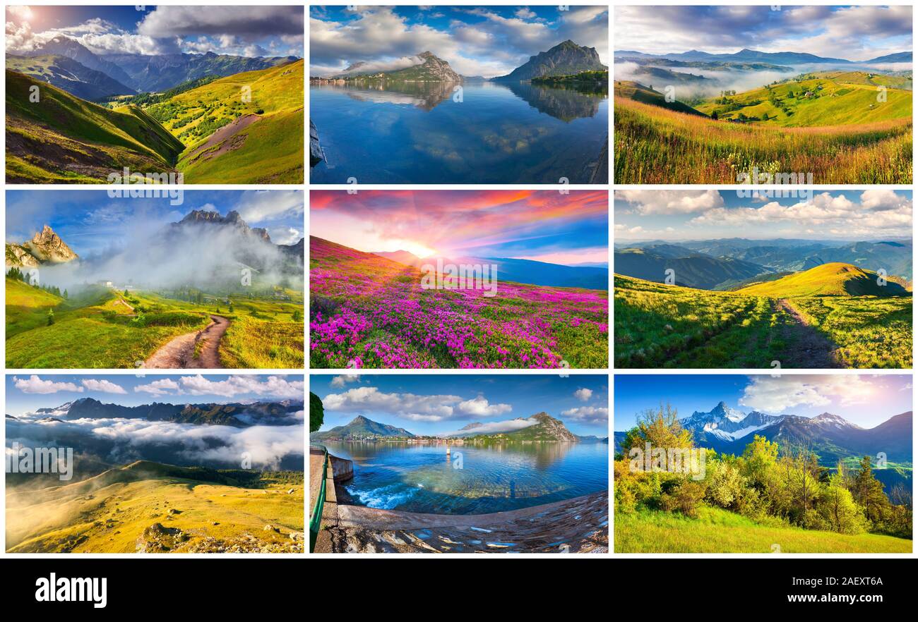 Collage beautiful nature landscapes Cut Out Stock Images & Pictures - Alamy