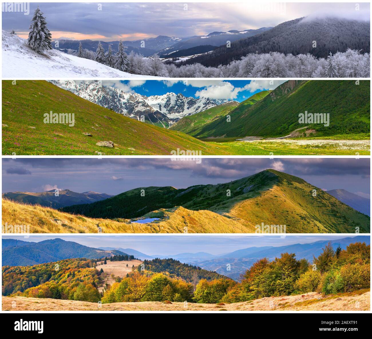 Set of the 4 seasons landscape for banners Stock Photo - Alamy