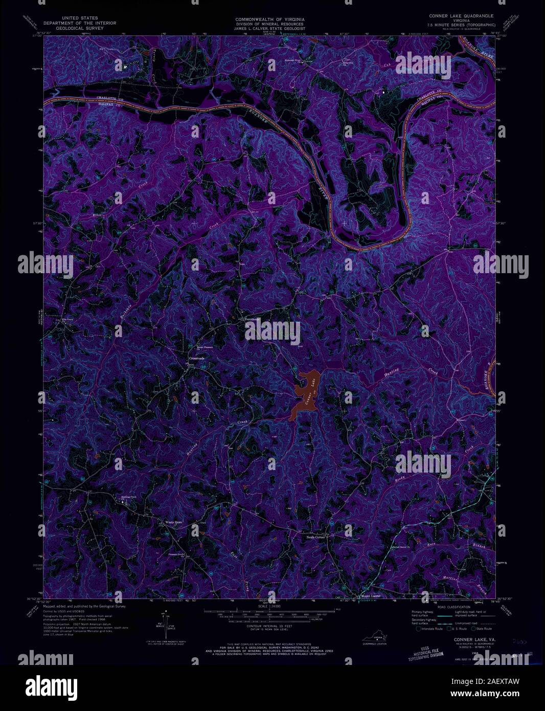 VA Conner Lake 184635 1968 24000 Inverted Stock Photo - Alamy