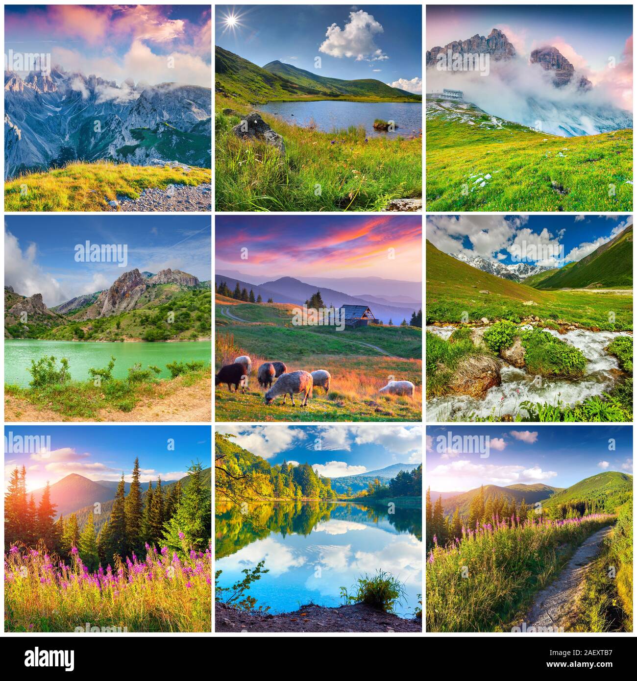 Collage beautiful nature landscapes Cut Out Stock Images & Pictures - Alamy