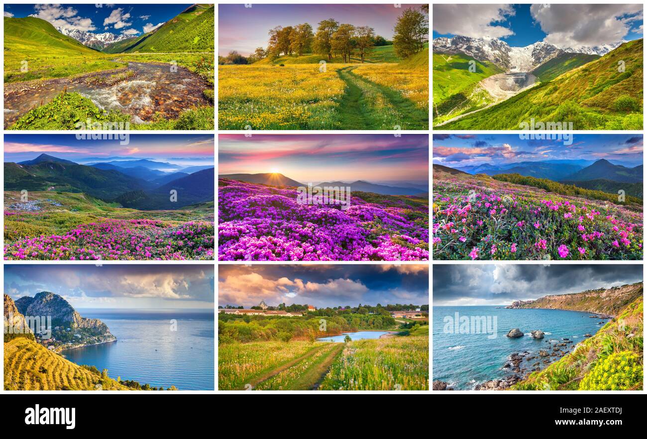 Collage beautiful nature landscapes Cut Out Stock Images & Pictures - Alamy