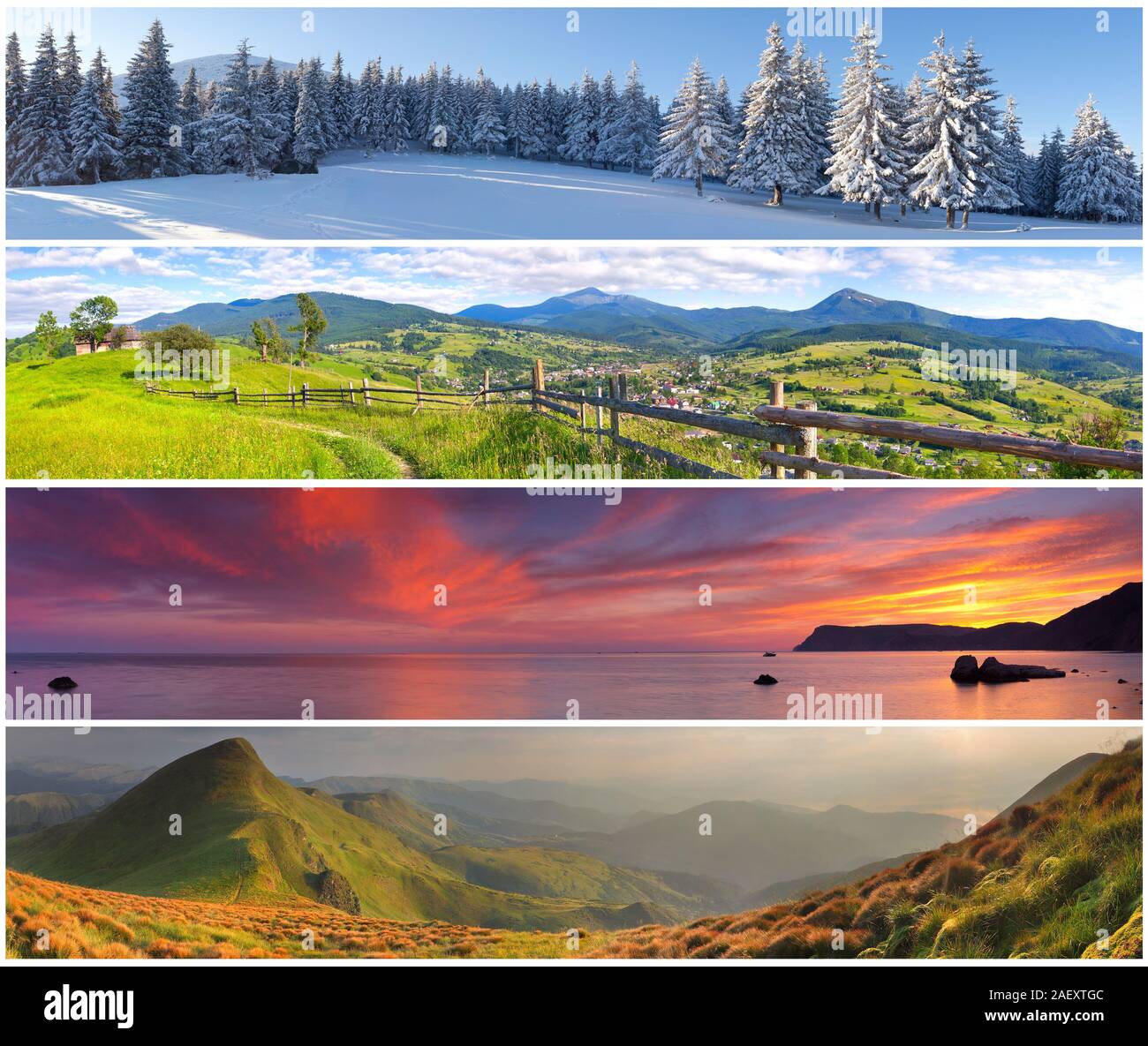 Set of the 4 seasons landscape for banners Stock Photo - Alamy