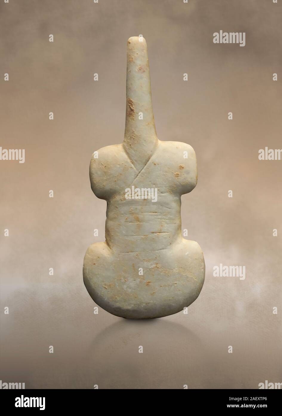 Cycladic violin shaped figurine. Early Cycladic Period I (Grotta-Pelos ...